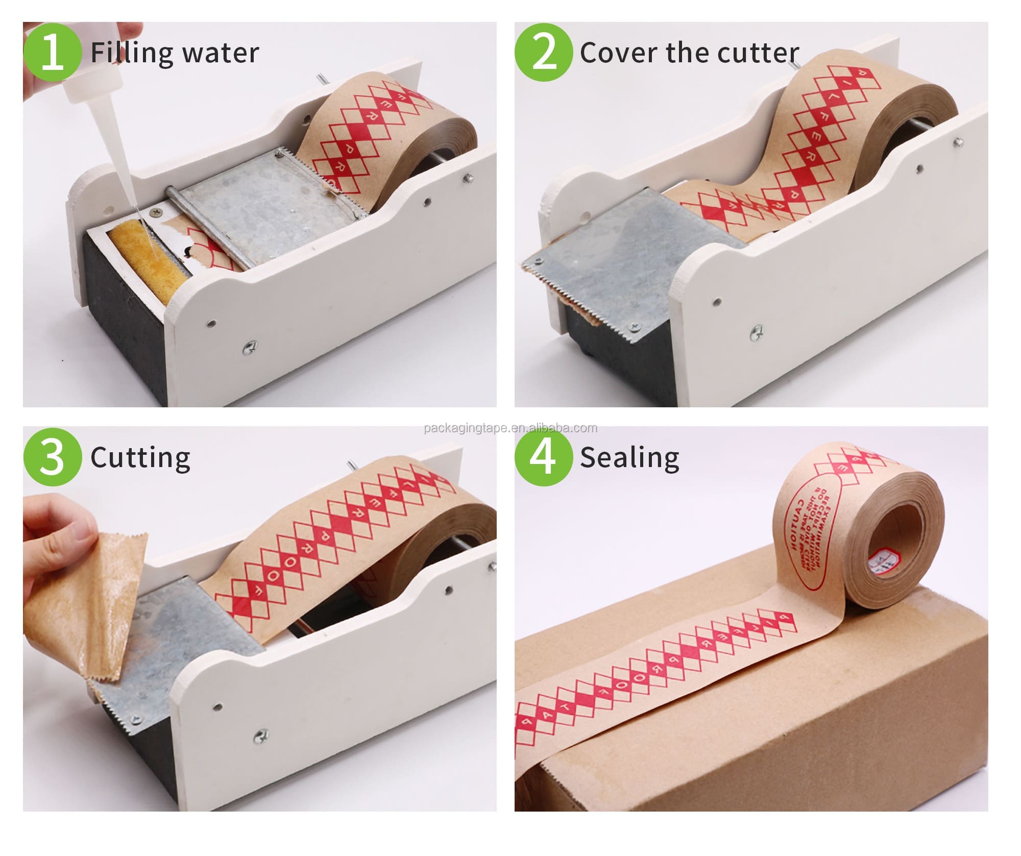 White-yellow Reinforced Water Activated Kraft Tape